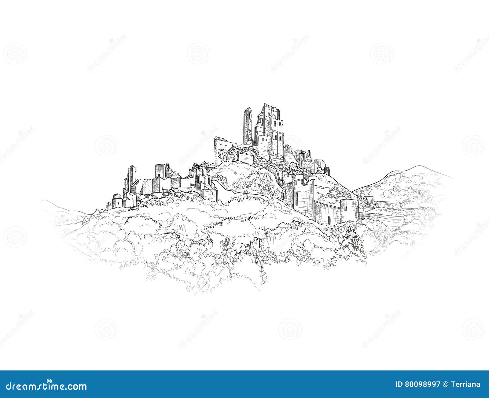 Famous Castle Landscape. Ancient Architectural Ruins Background Stock ...