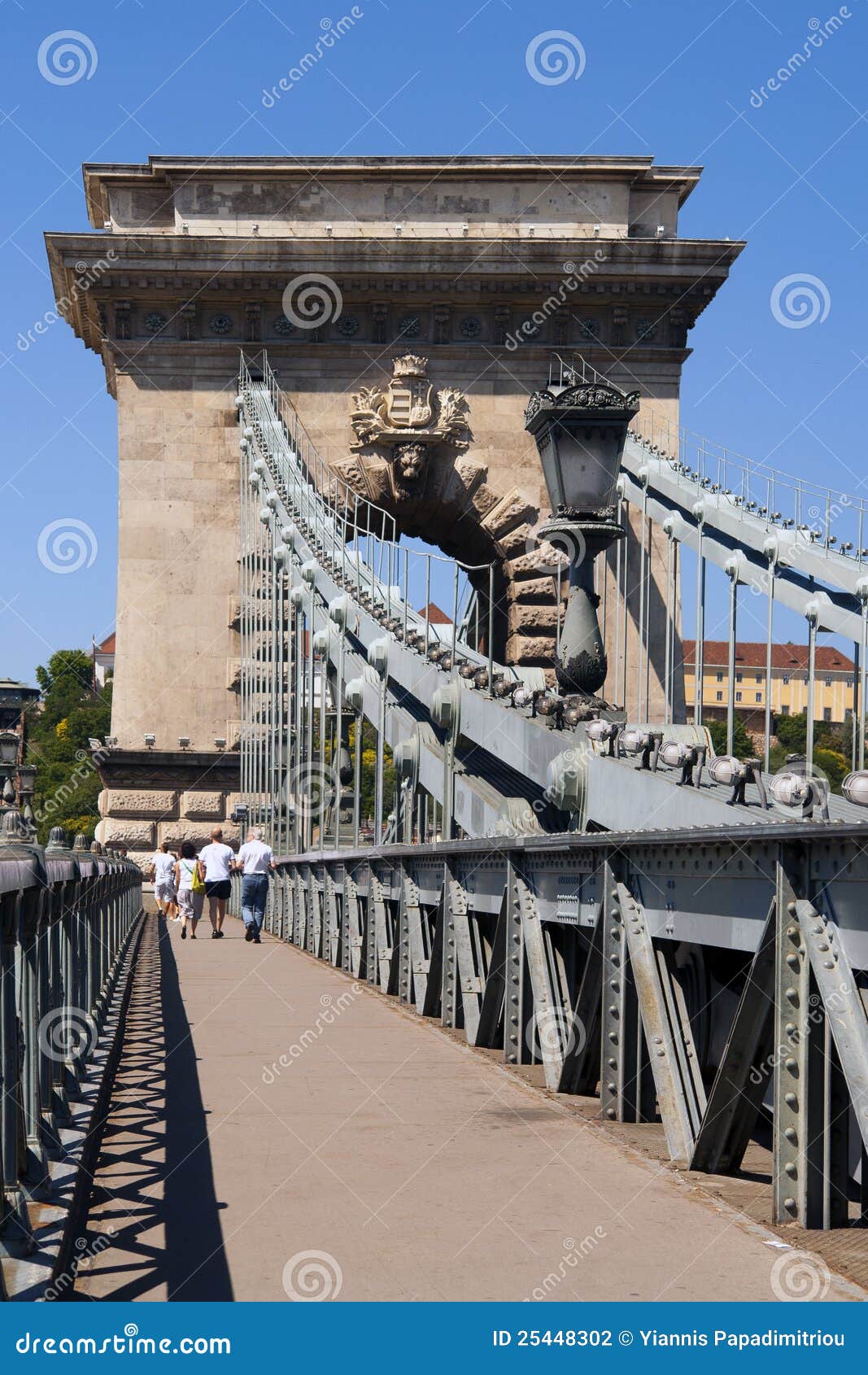 The Famous Chain Bridge Across the Danube in Budap Stock Photo - Image ...