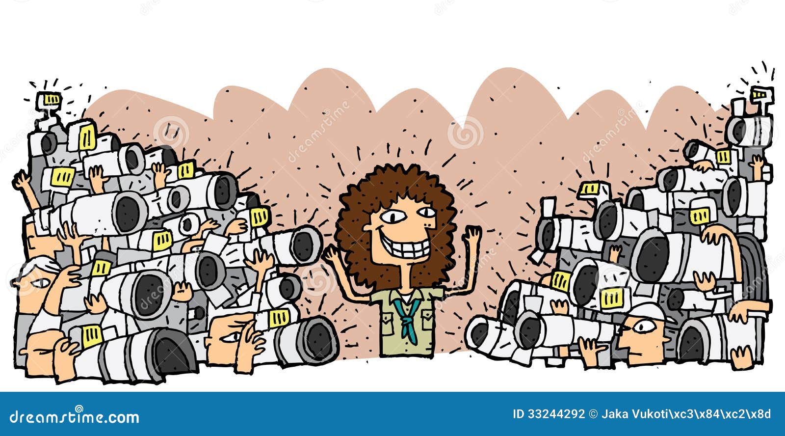 Famous Character Surrounded By Crowd Of Paparazzi Vector Illustration ...