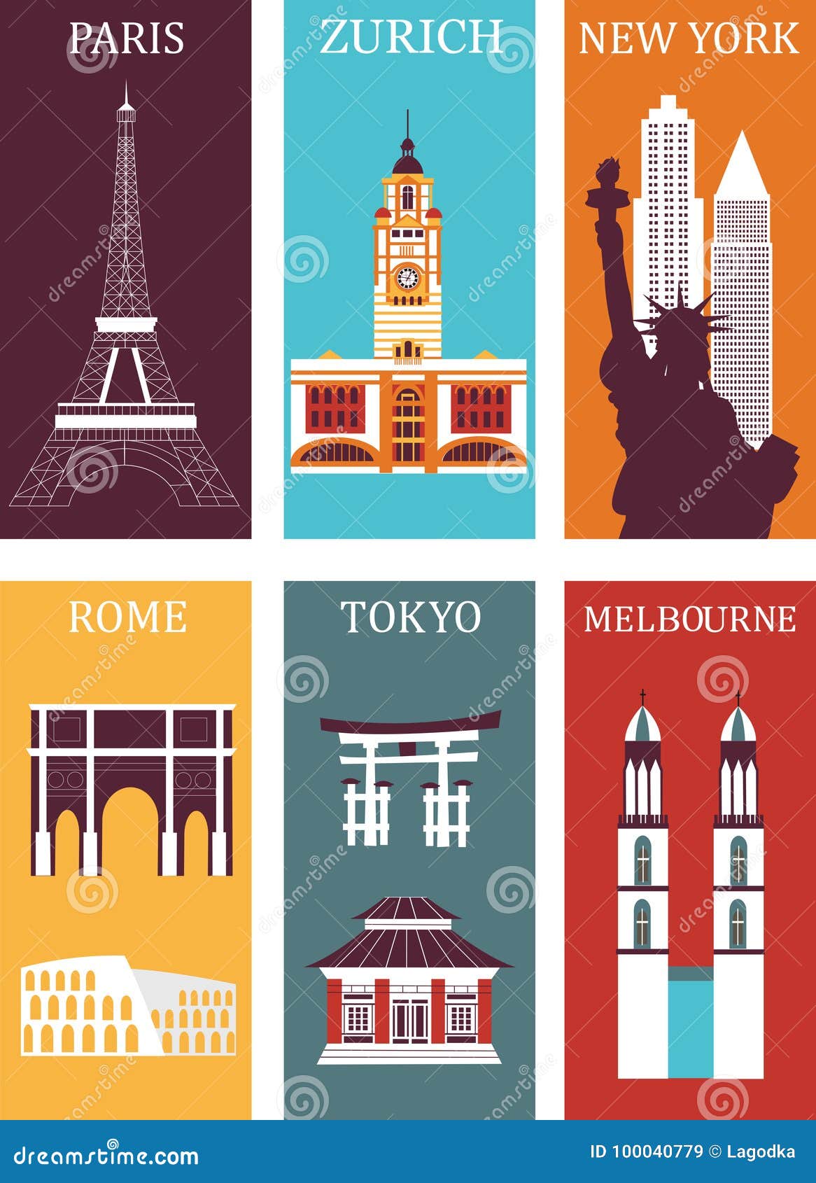 Famous Cities Cartoon Vector | CartoonDealer.com #100040779