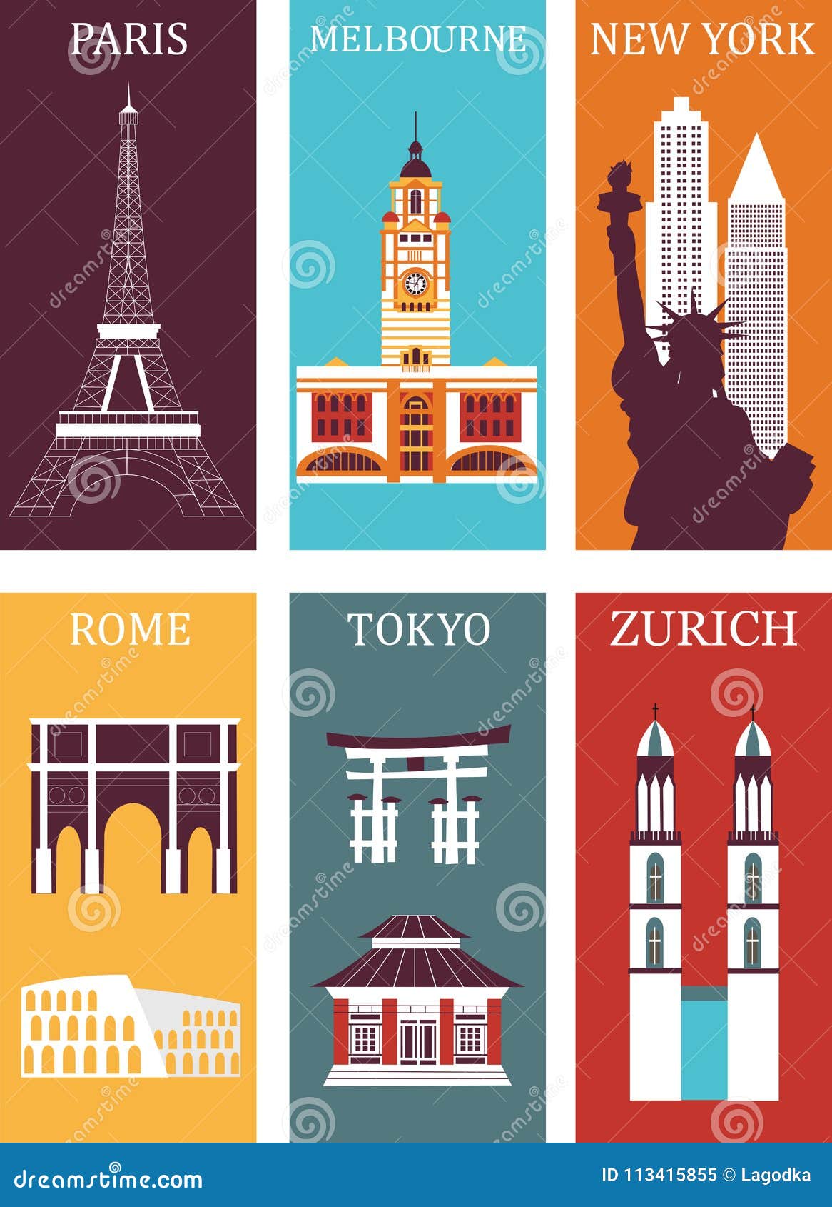 Famous Cities Cartoon Vector | CartoonDealer.com #100040779