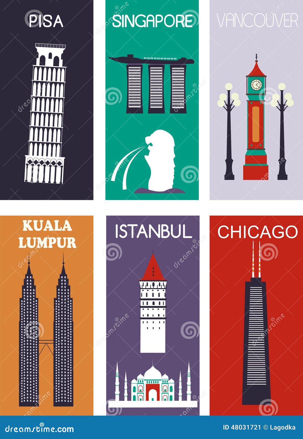Famous Cities Cartoon Vector | CartoonDealer.com #100040779