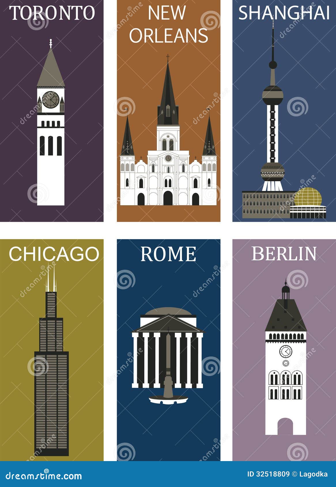 Famous Cities Cartoon Vector | CartoonDealer.com #100040779