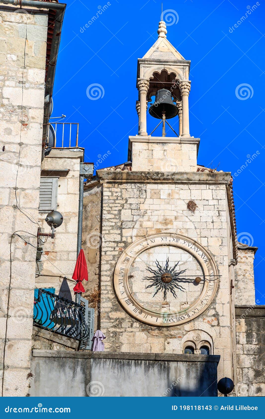 Famous Clock Tower in the Old Town of Split, Croatia Stock Image ...