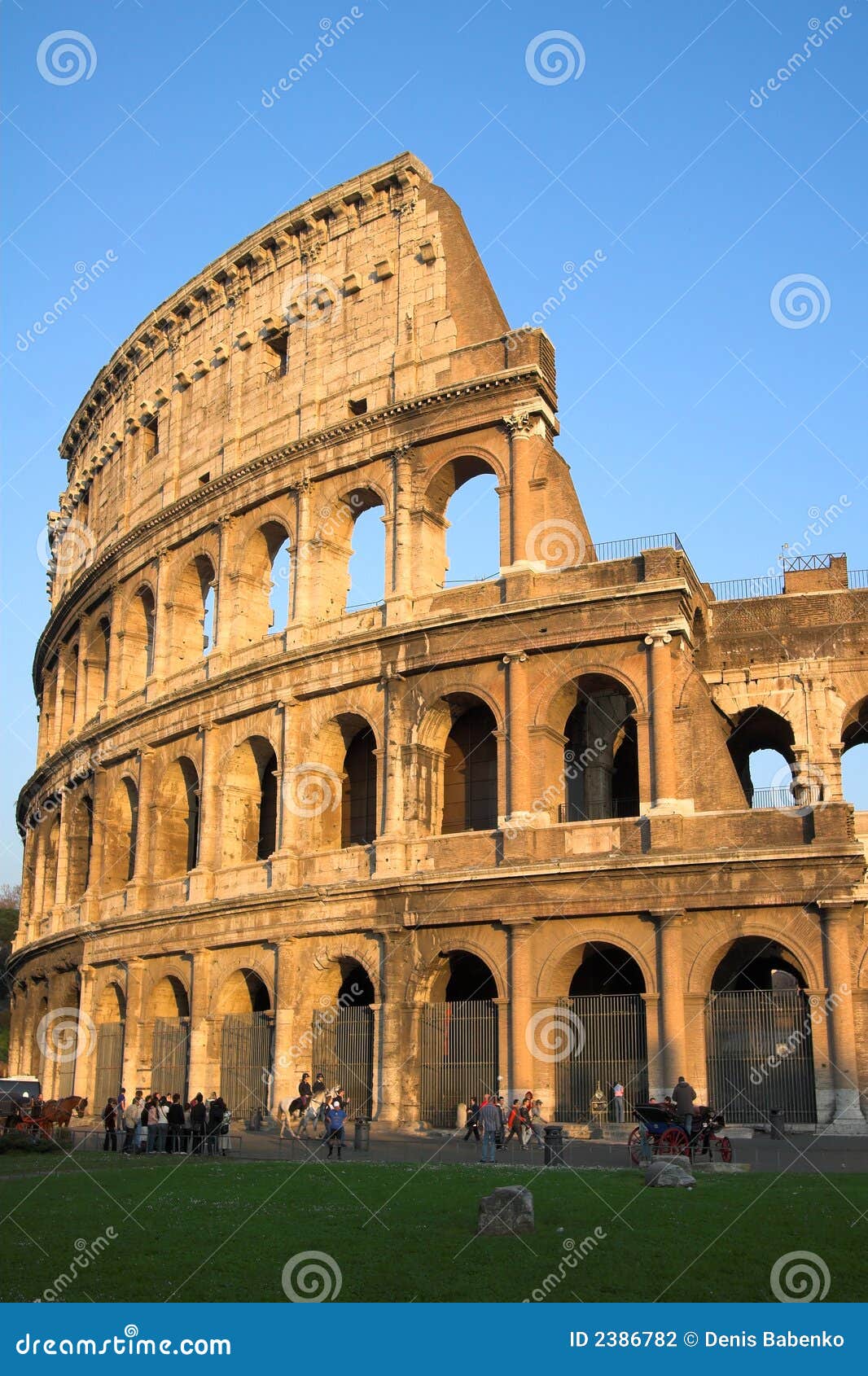 Famous Colosseum Amphitheater Seen From Above In The Center Of Rome ...