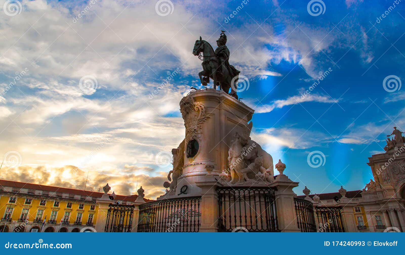 Famous Commerce Plaza Praca Do Comercio in Lisbon Facing Tagus River ...