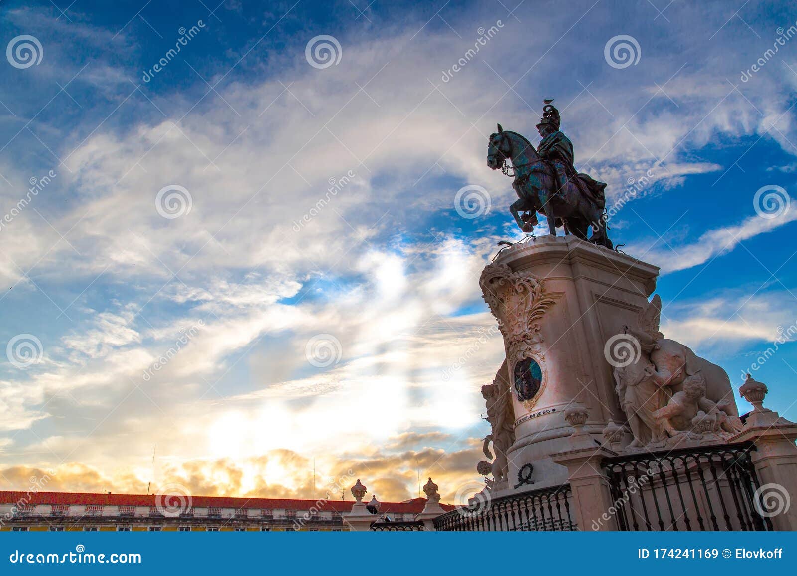 Famous Commerce Plaza Praca Do Comercio in Lisbon Facing Tagus River ...