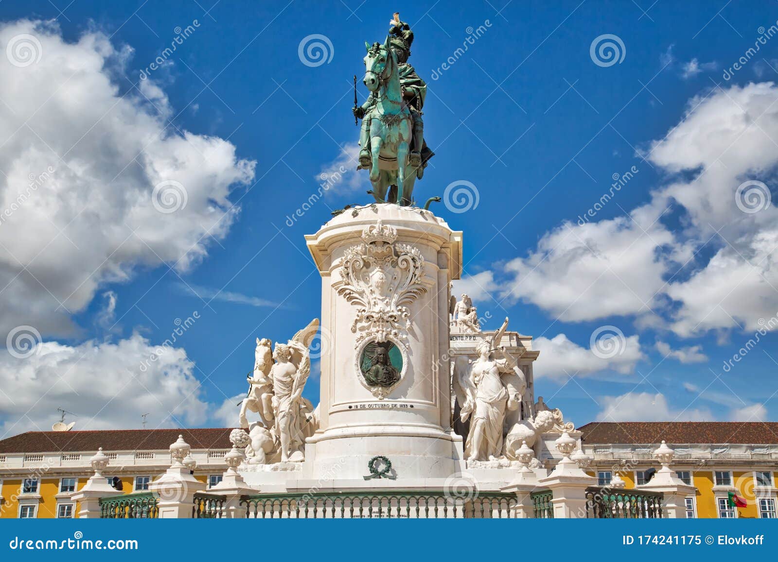 Famous Commerce Plaza Praca Do Comercio In Lisbon Facing Tagus River ...