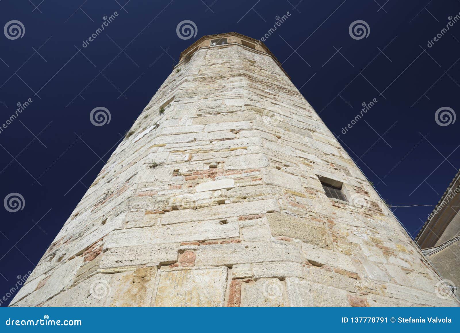 Famous Dodecagonal Tower with Bell Tower in Amelia, Umbria, Italy Stock ...