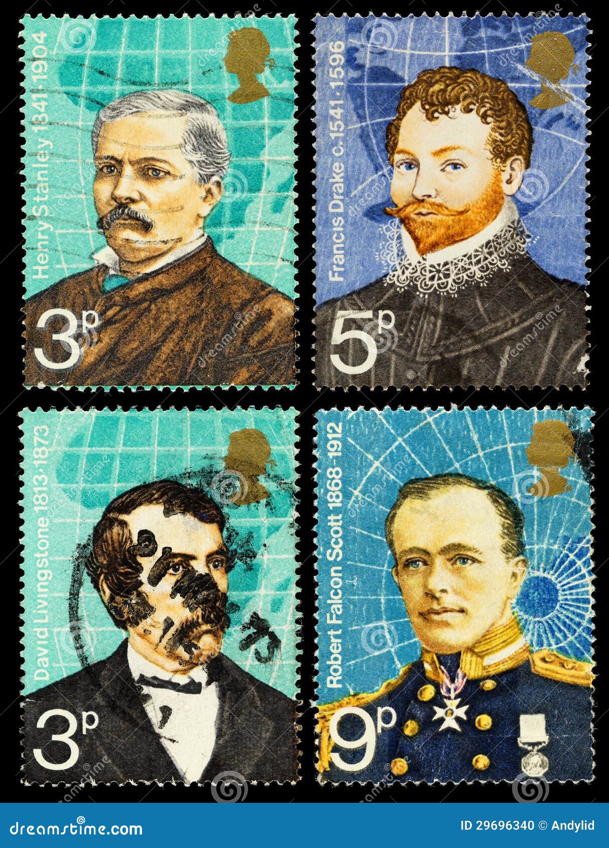 Famous Explorers Postage Stamps Editorial Image - Image of elizabeth ...