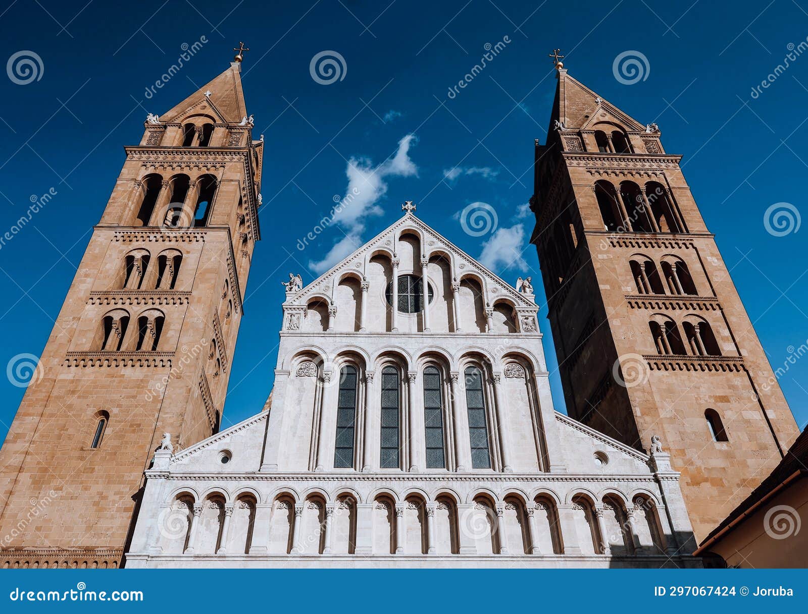 Four Tower Cathedral in Pecs, Hungary Stock Photo - Image of heritage ...