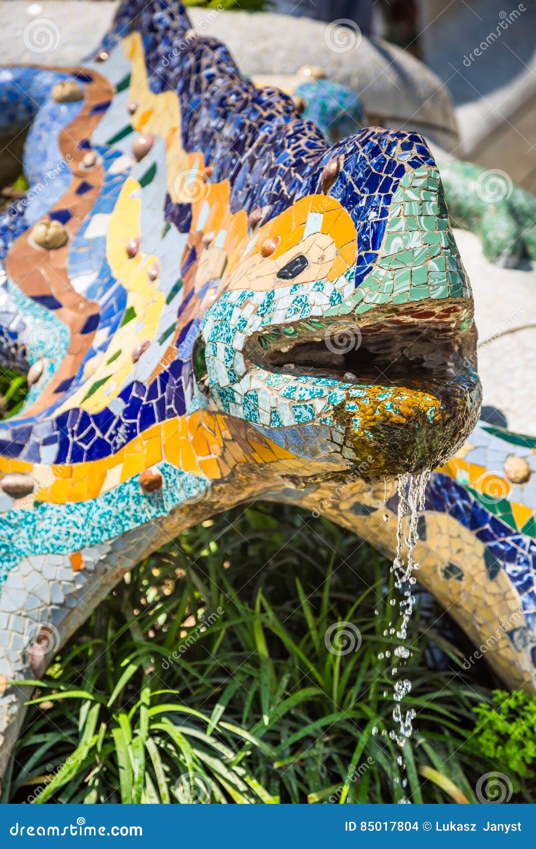 Famous Gaudi Lizard in Park Guell, Barcelona, Spain Stock Photo - Image ...