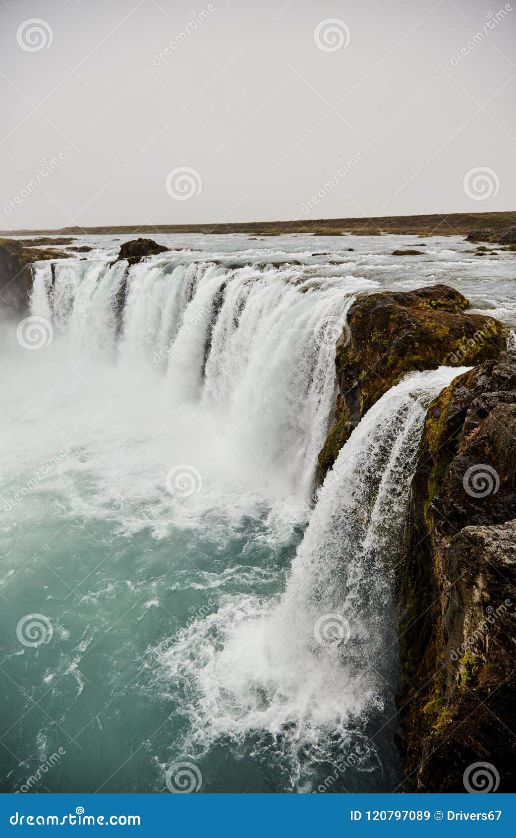 Godafoss Waterfall in Summer. Iceland Stock Image - Image of lagoon ...