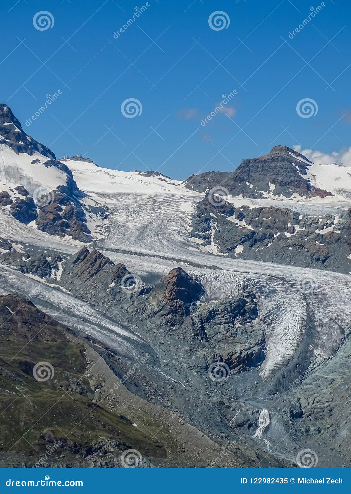 The Famous Gorner Glacier, Second Largest Glacier in the Alps Stock ...