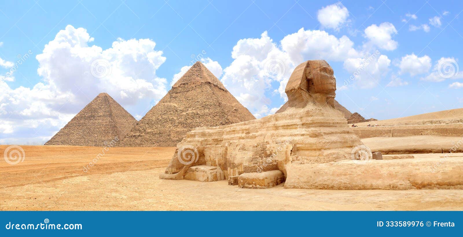 Famous Great Sphinx and Pyramids of Chephren and Cheops, Cairo, Egypt ...