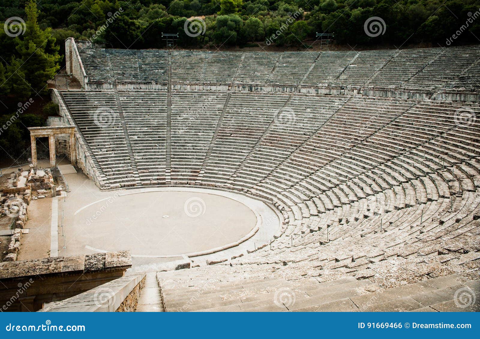 Famous Greek Ancient Empty Amphitheater in Epidaurus, Greece Stock ...