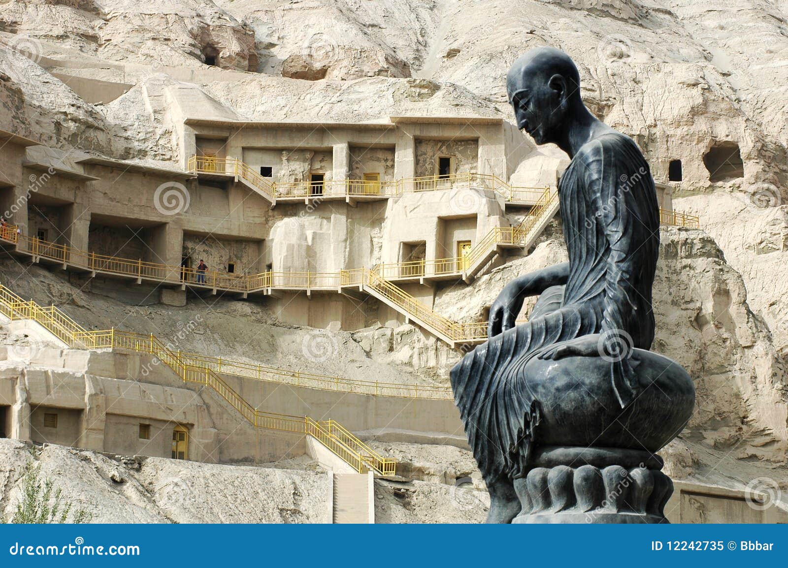 Famous Grottoes in Xinjiang Stock Image - Image of heritages, building ...