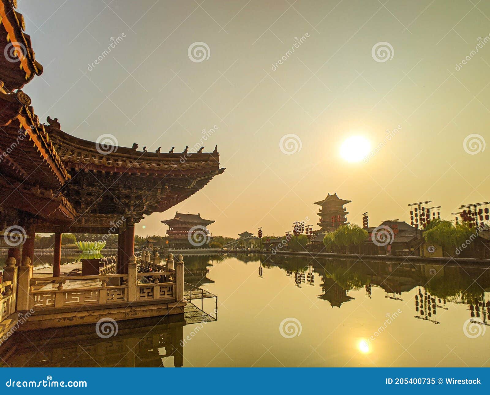 Famous Historic Buddhist Temple by the Lake at Sunset Stock Image ...