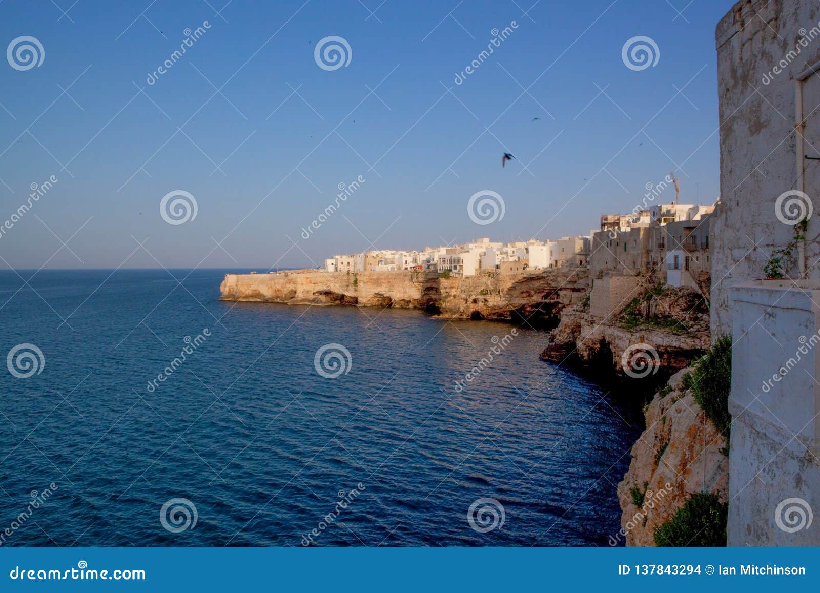 The Famous Italian Cliffs and Town of Polignano a Mare. Puglia Stock ...
