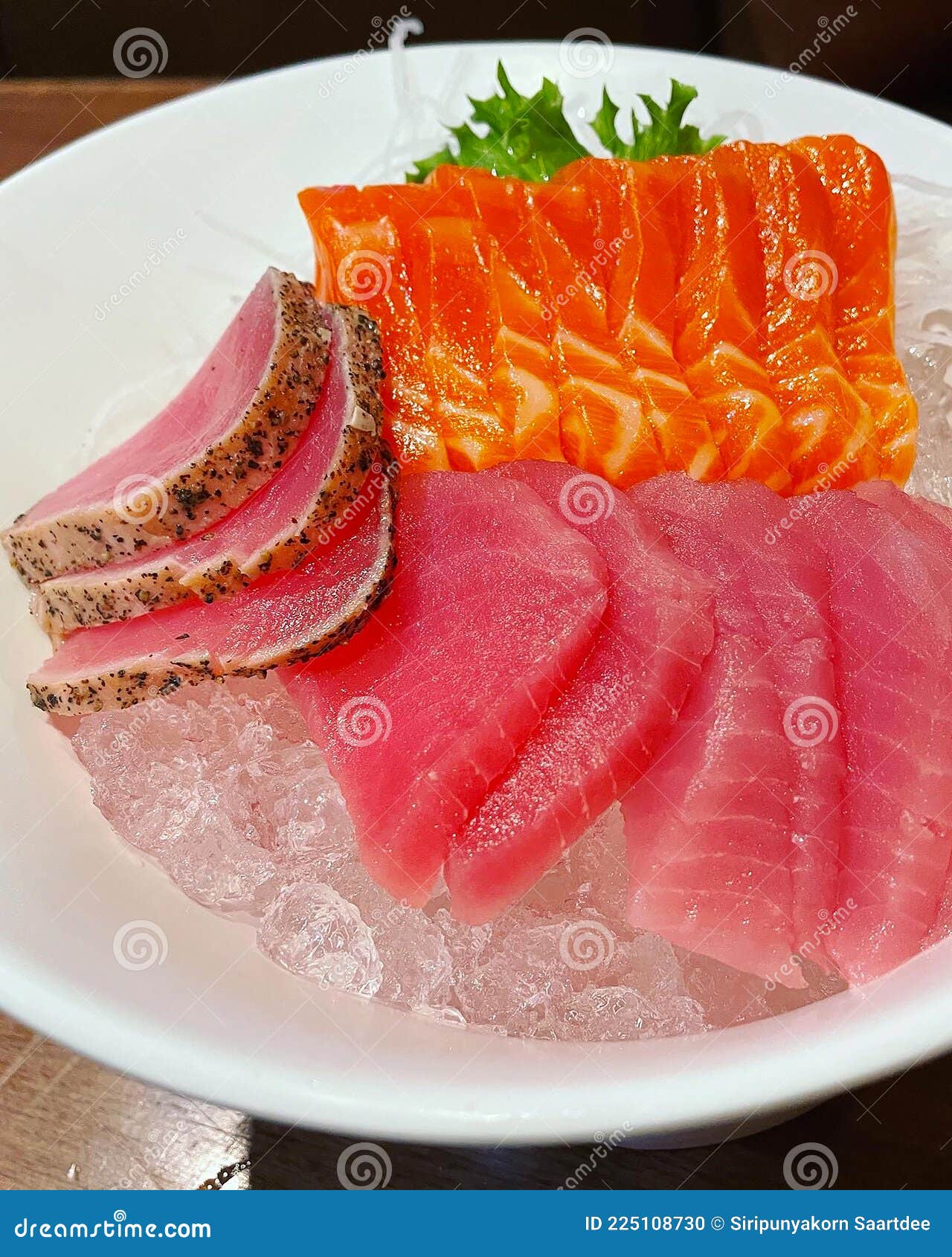 A Famous Japanese Menu is Salmon Sashimi and Tuna Sashimi. Stock Photo ...