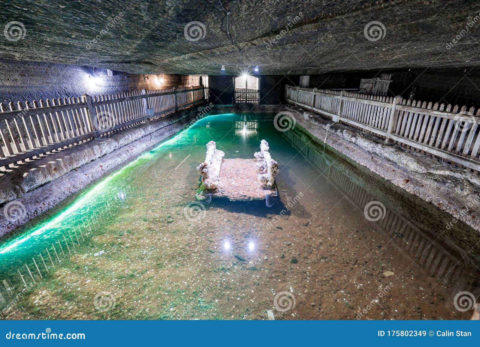 The Famous Lake Inside the Cacica Salt Mine, Romania Stock Image ...
