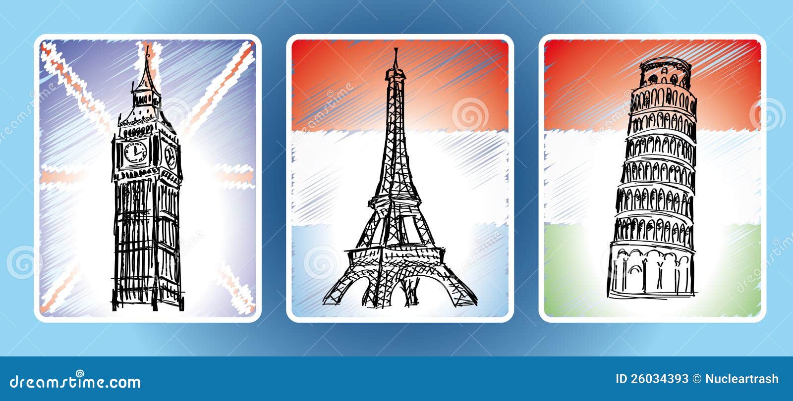 Famous Landmarks Cartoon Vector | CartoonDealer.com #26034393