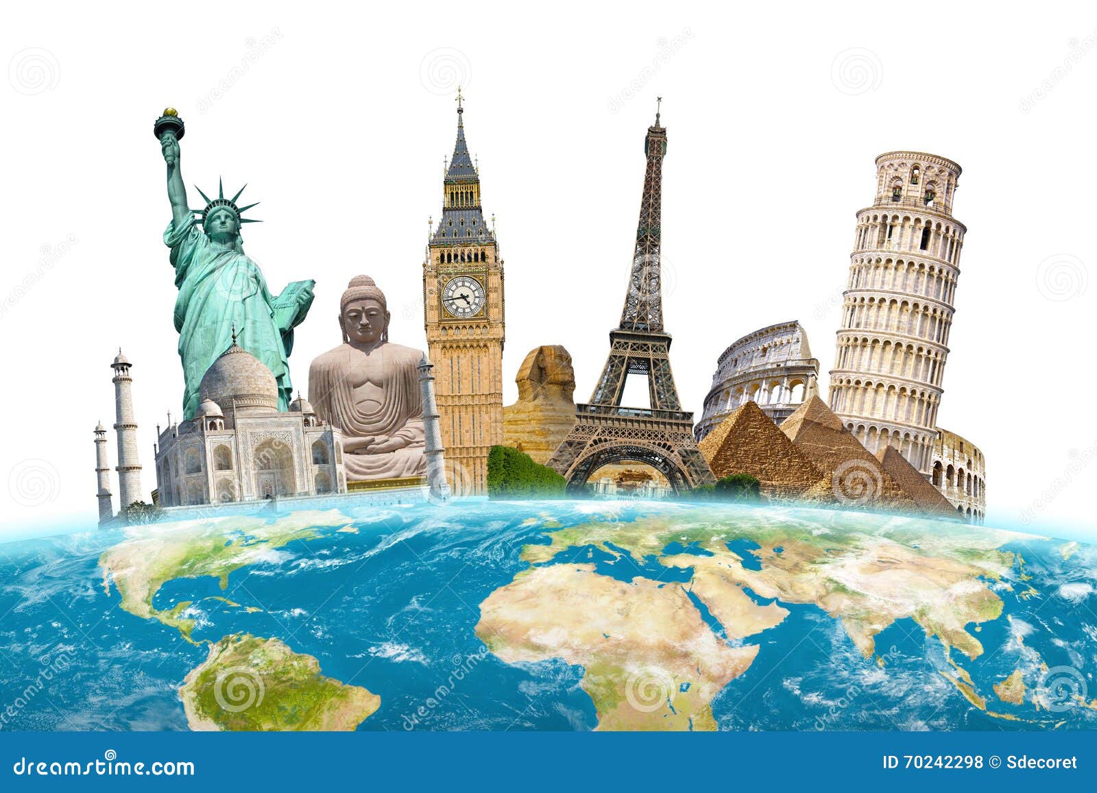 Famous Landmarks of the World Surrounding Planet Earth Stock ...