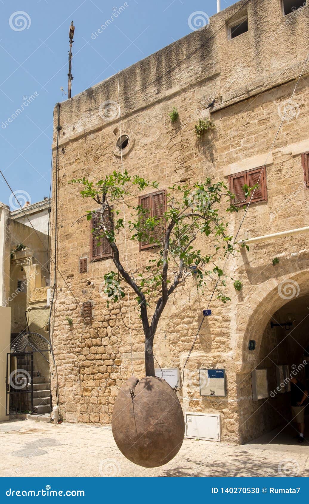Famous Levitated Orange Tree in Old Jaffa Stock Photo - Image of ...