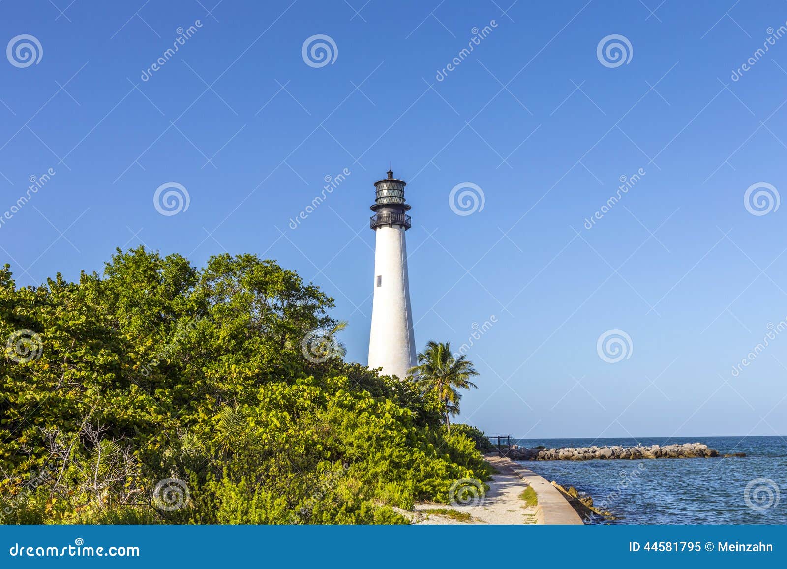 Famous Lighthouse at Cape Florida at Key Biscayne Stock Image - Image ...