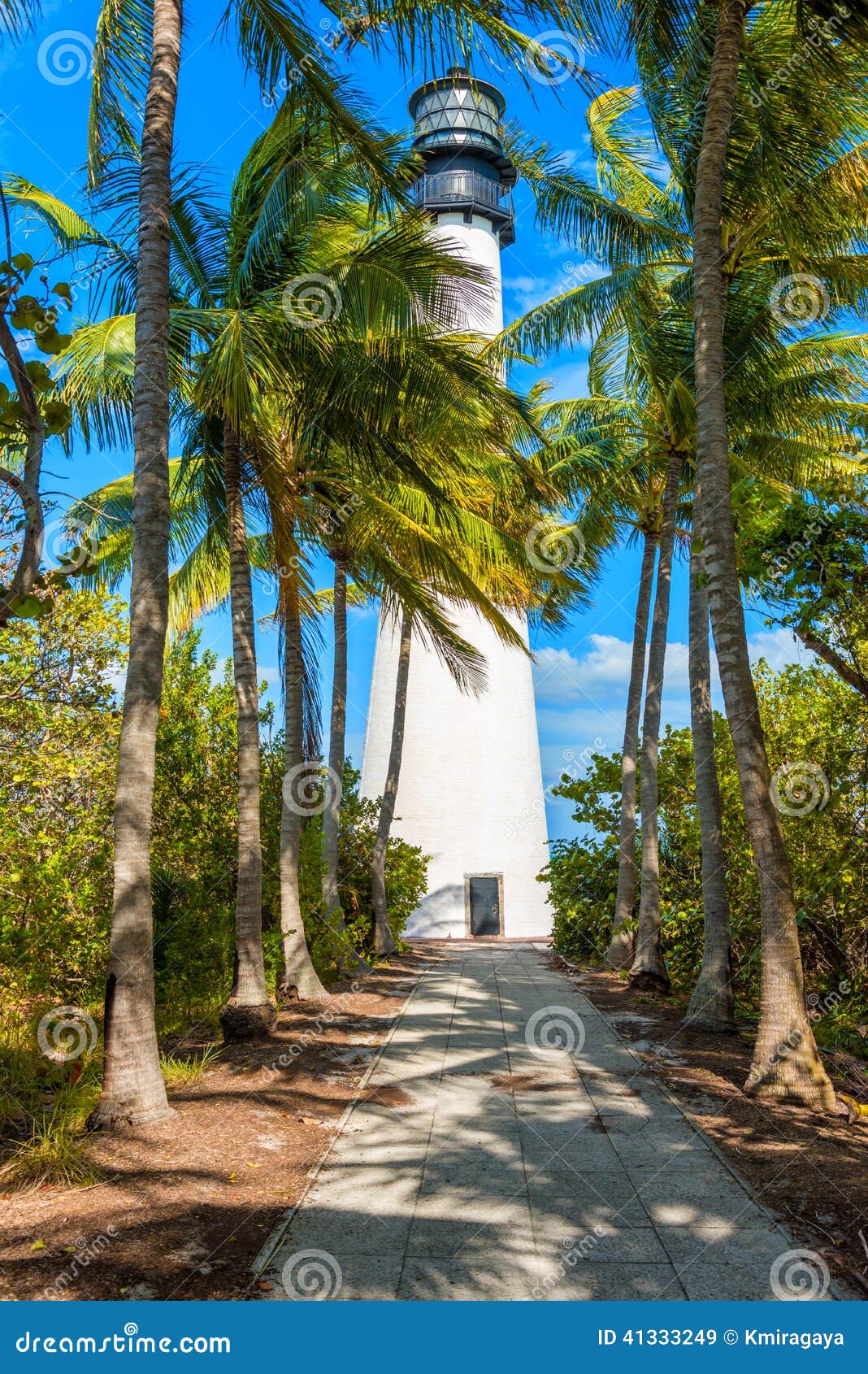 Famous Lighthouse at Key Biscayne, Miami Stock Image - Image of florida ...