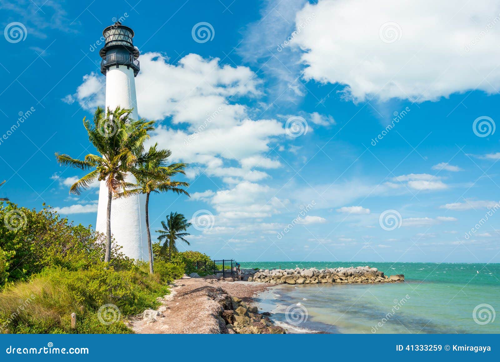 Famous Lighthouse at Key Biscayne, Miami Stock Image - Image of ...