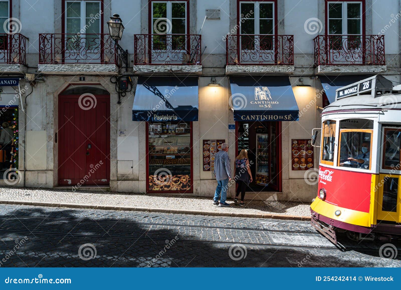 The famous Lisbon trams editorial stock image. Image of architecture ...