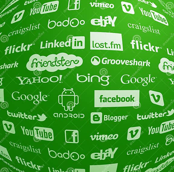 Famous Logo Collection in Globe Editorial Stock Image - Illustration of ...