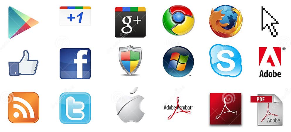 Famous Logo Icon Collection Editorial Stock Photo - Illustration of ...