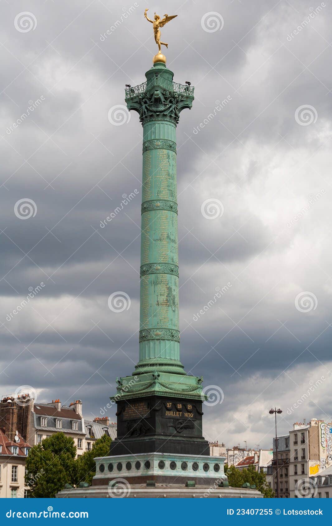 Famous Monument at Place De La Bastille Stock Image - Image of column ...