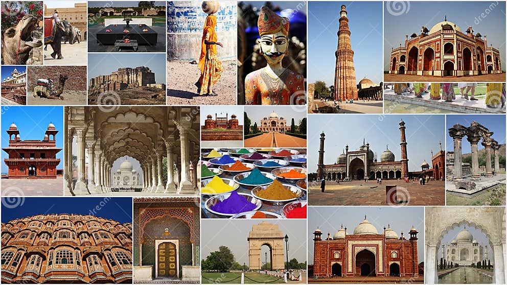 FAMOUS MONUMENTS in COLLAGE Editorial Stock Image - Image of india ...