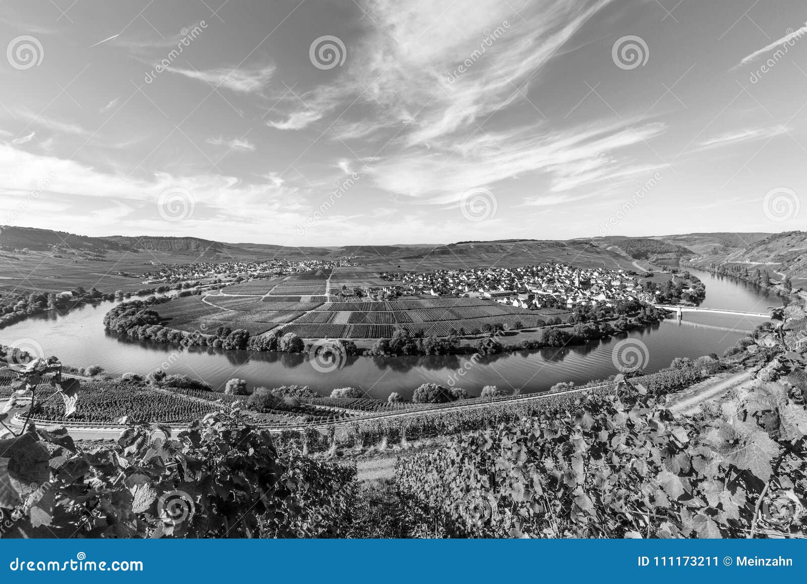 Moselle River Loop in Trittenheim, Germany. Stock Image - Image of ...