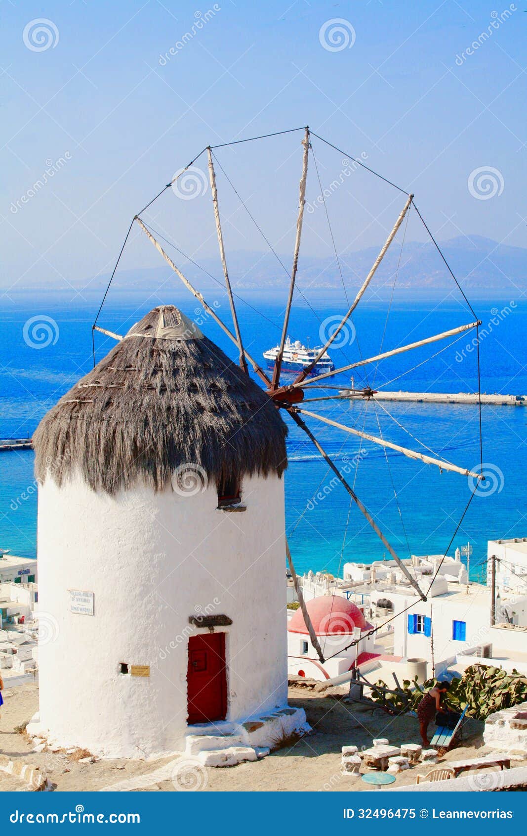 Famous Mykonos Windmill stock image. Image of greek, building - 32496475