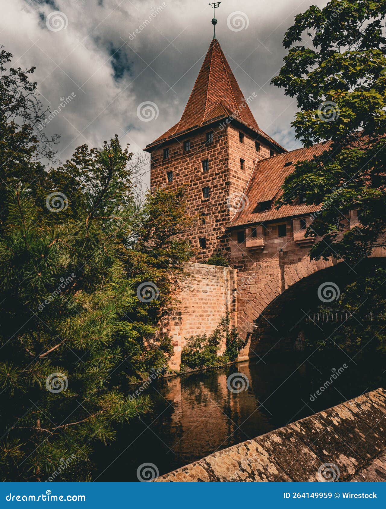 Famous Nurnberg Castle and Trees in Germany Under a Cloudy Sky Stock ...
