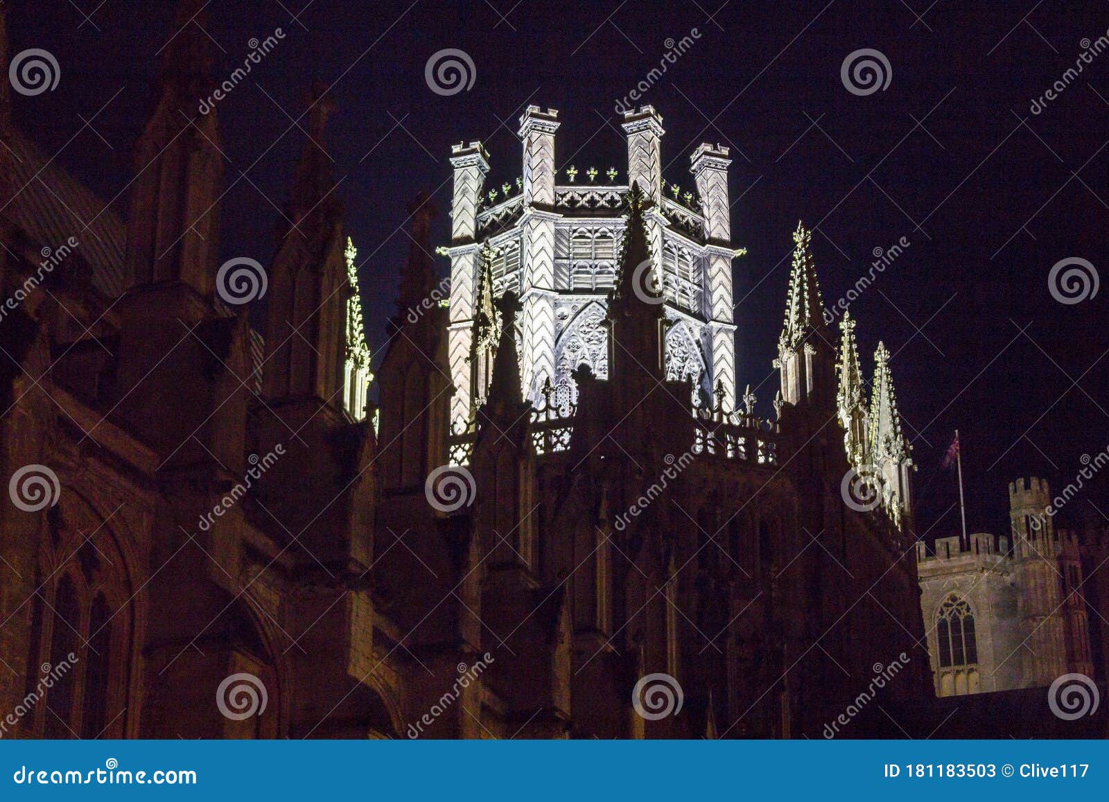 The Famous Octagon Tower Seen at Night. Stock Image - Image of palace ...