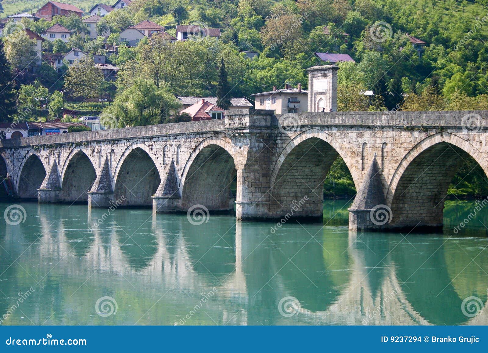 Famous Old Bridge on Drina River Stock Photo - Image of pasha ...