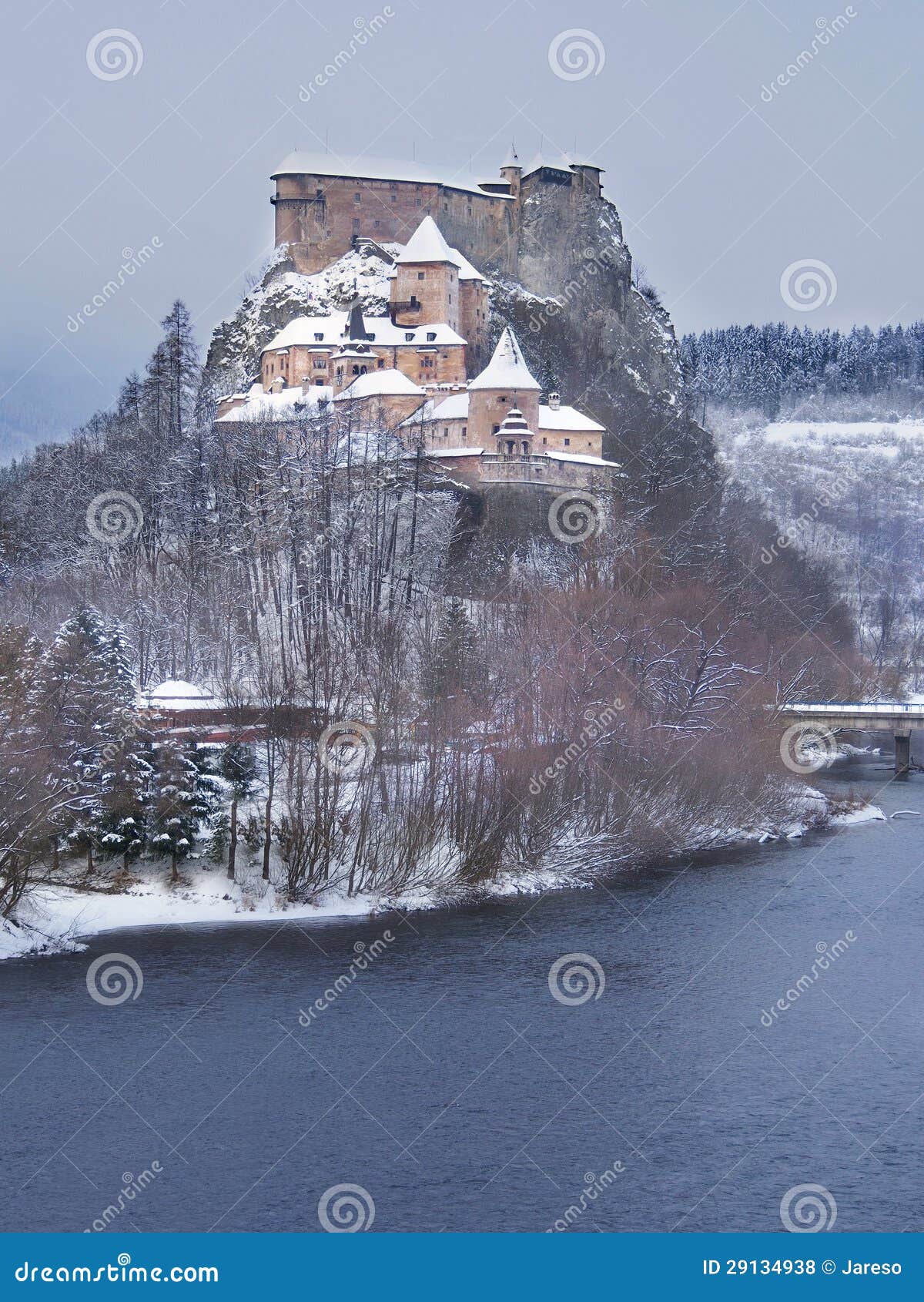 Famous Orava Castle in Winter Stock Photo - Image of exterior, flow ...