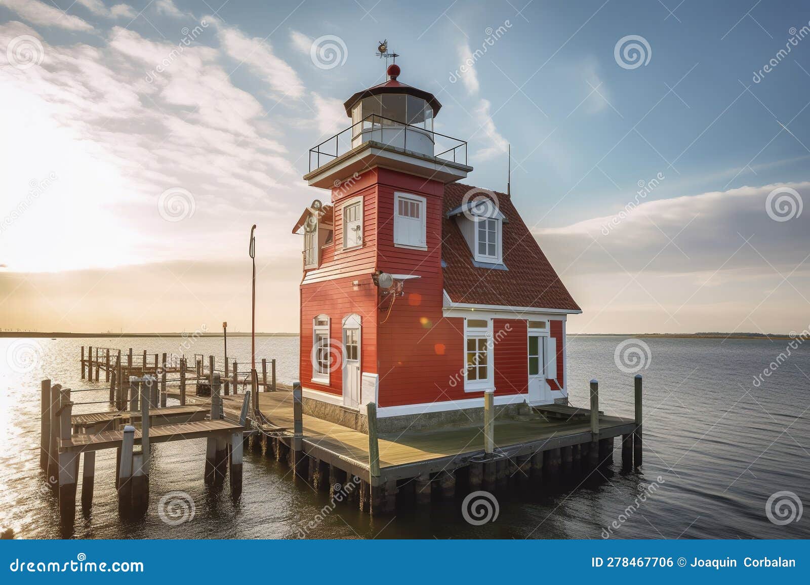 The Famous Paard Lighthouse at the End of a Jetty. Ai Generated Stock ...