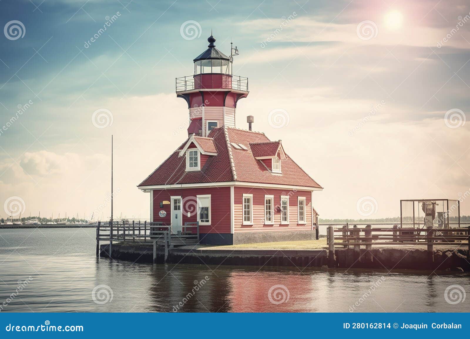 The Famous Paard Lighthouse at the End of a Jetty. Ai Generated Stock ...