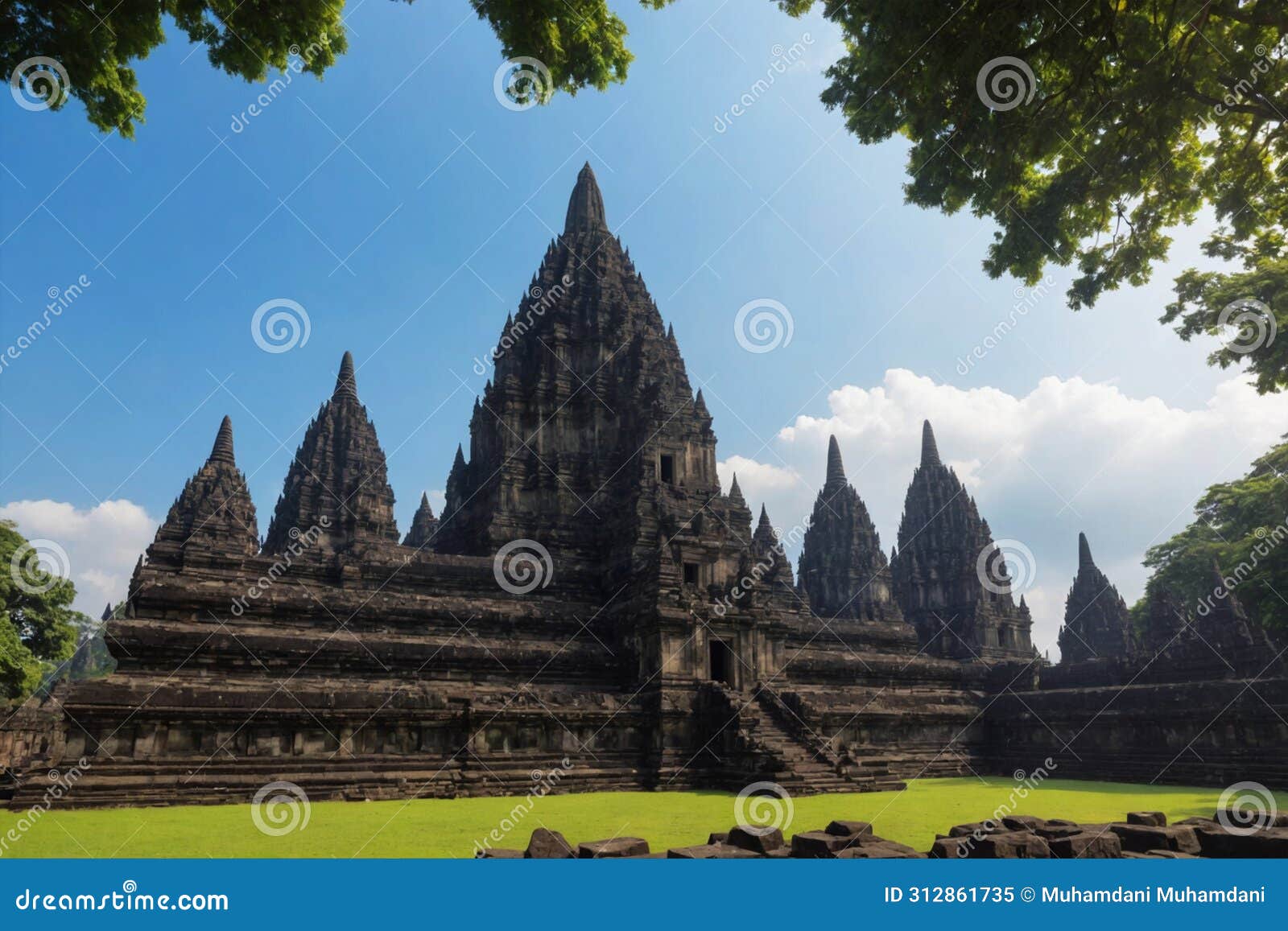 Famous Prambanan Temple, Java, Indonesia Stock Illustration ...