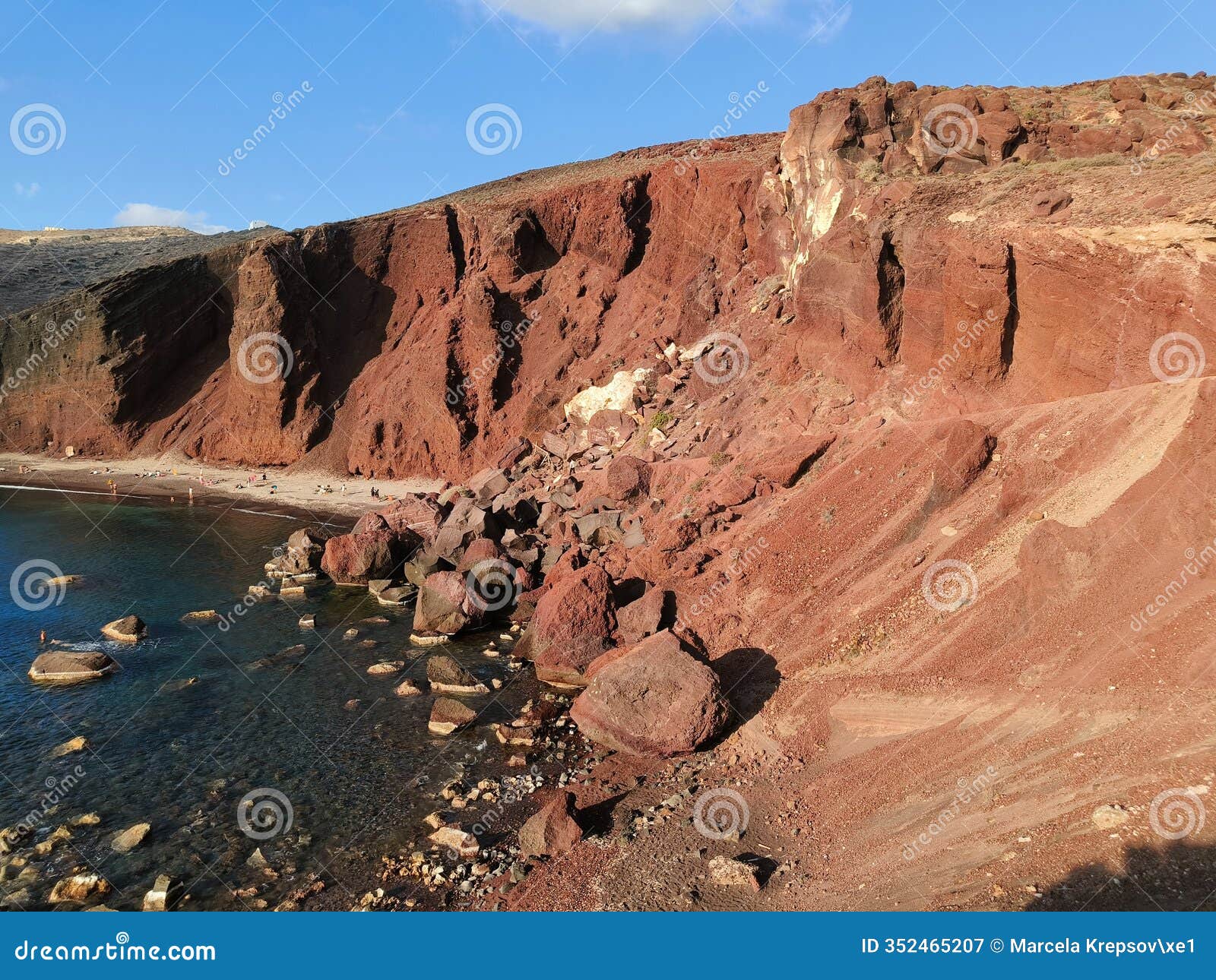 Famous Red Beach in Santorini in Greek Stock Image - Image of famous ...