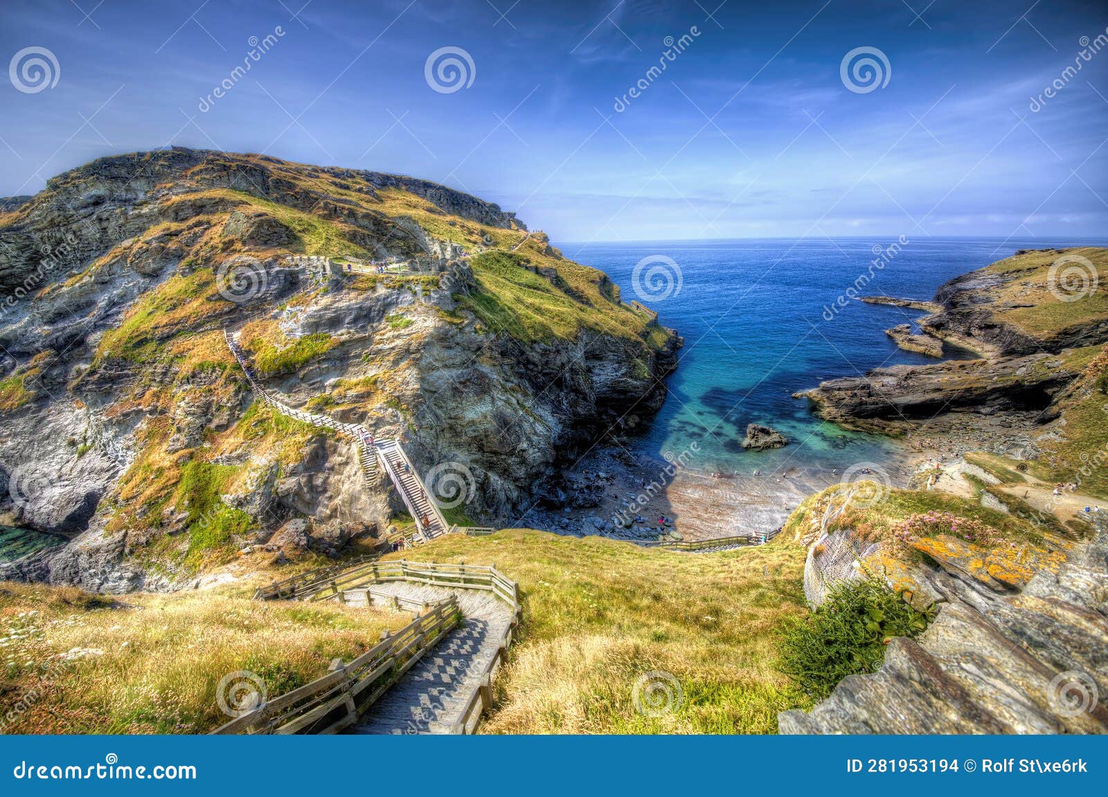 The Famous Rock at Tintagel in Cornwall, England Stock Photo - Image of ...