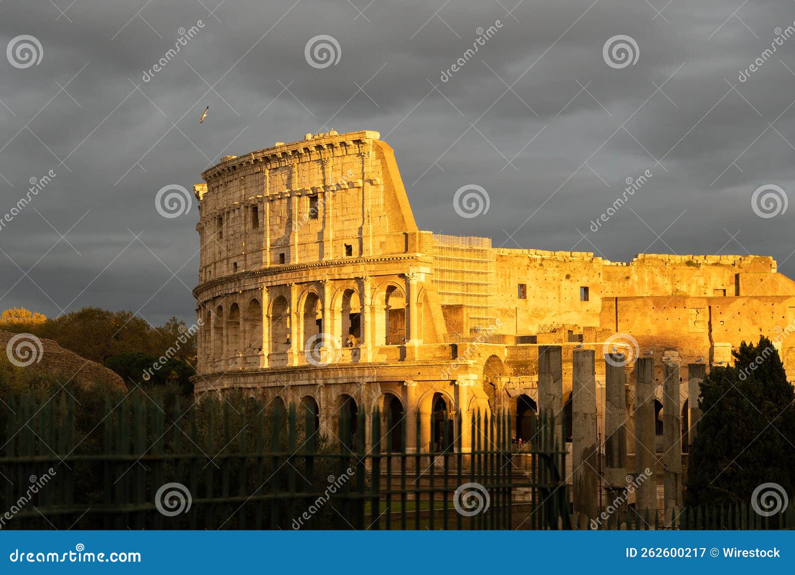 Famous Roman Coliseum Illuminated by the Sunset Sun Stock Image - Image ...