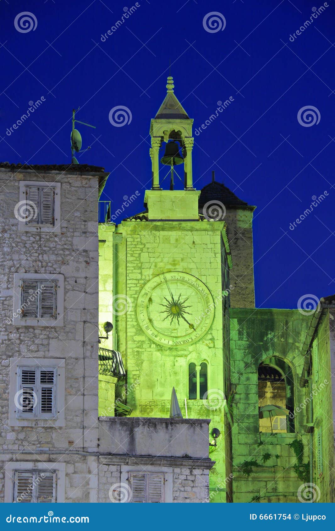 Famous Romanesque Tower Clock in Split Stock Photo - Image of city ...