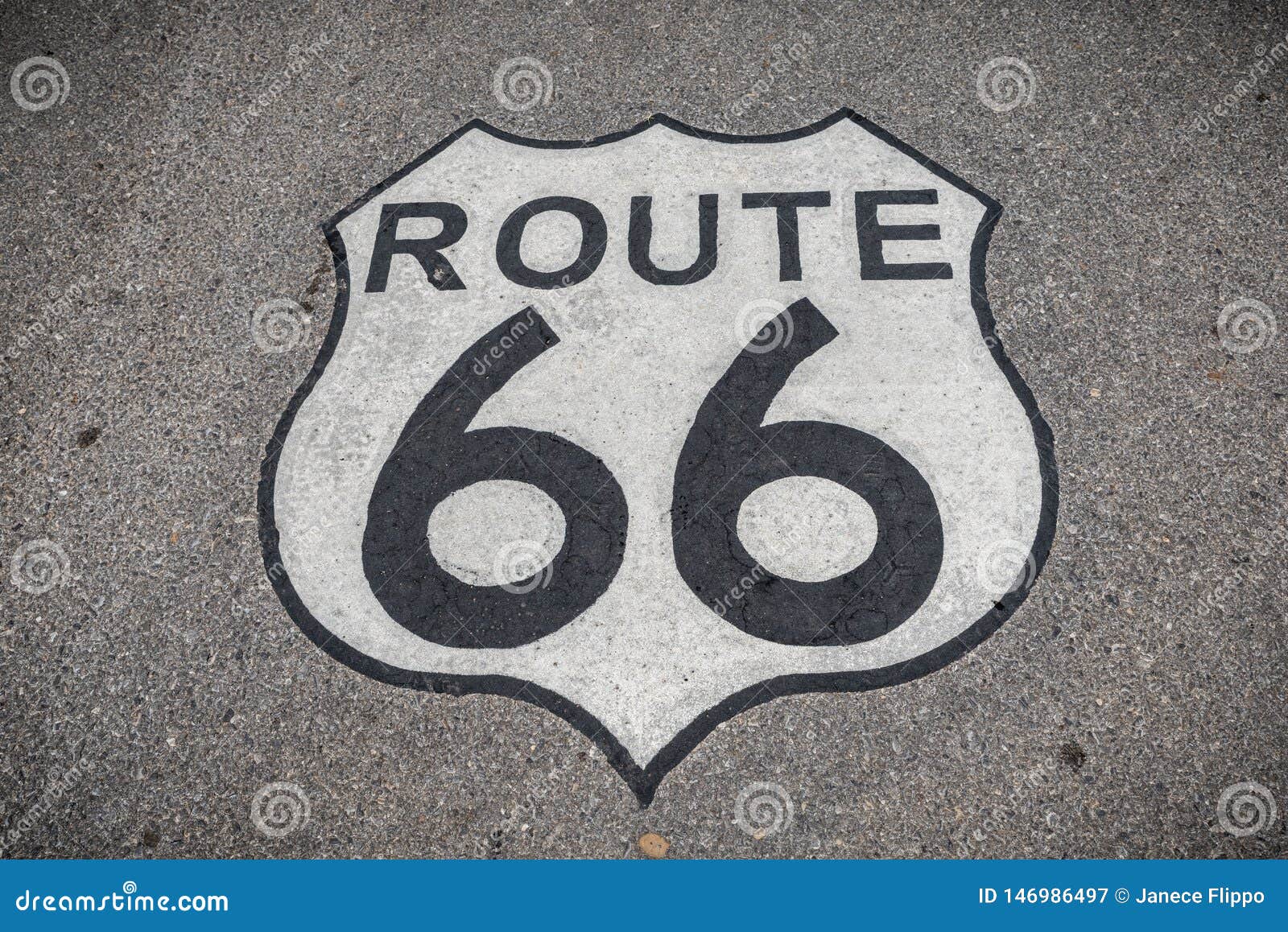 The Famous Route 66 Painted on the Road Stock Image - Image of historic ...